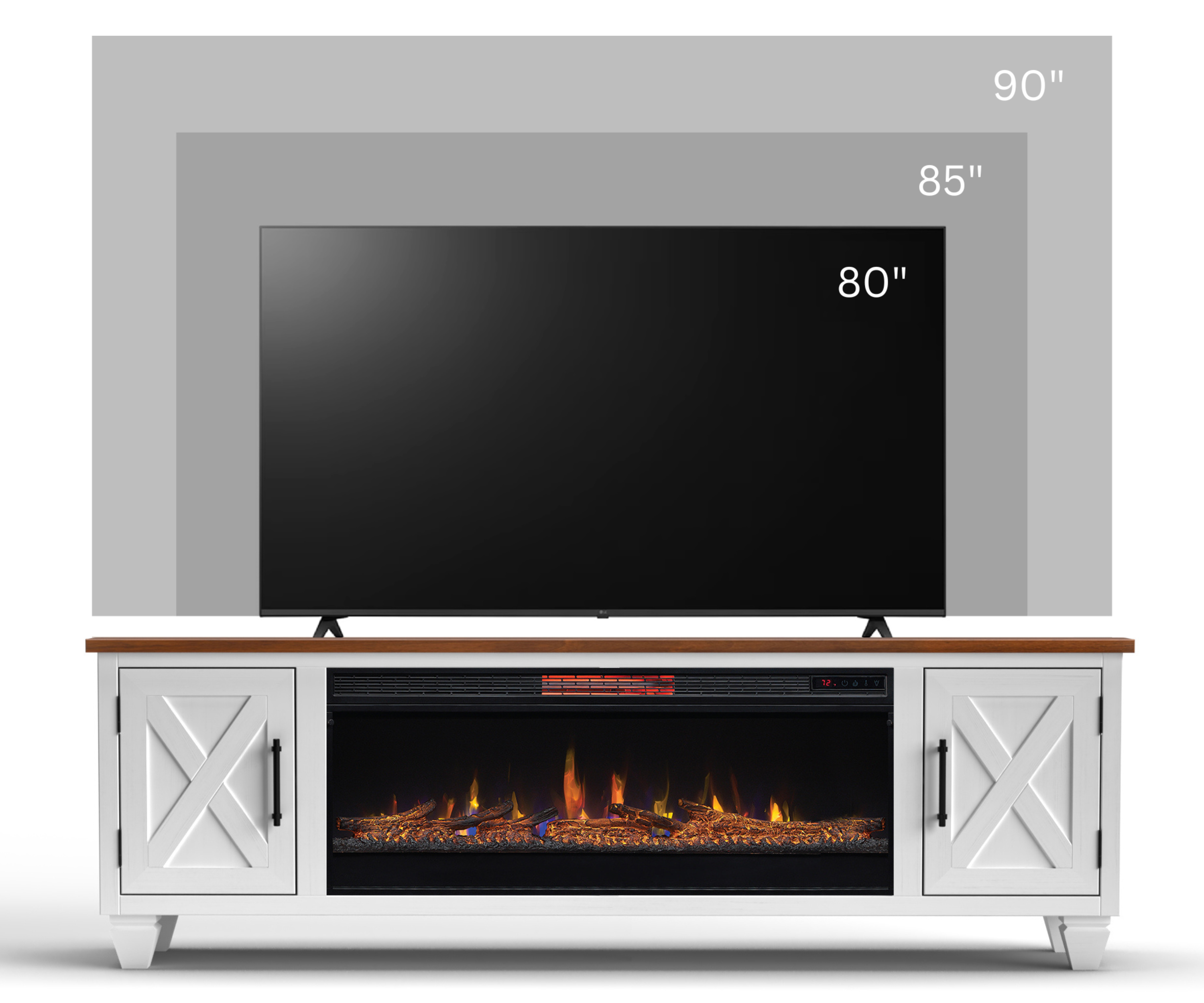 78" Liberty Fireplace TV Stand for 75-85" TVs, Modern Farmhouse – Realcozy